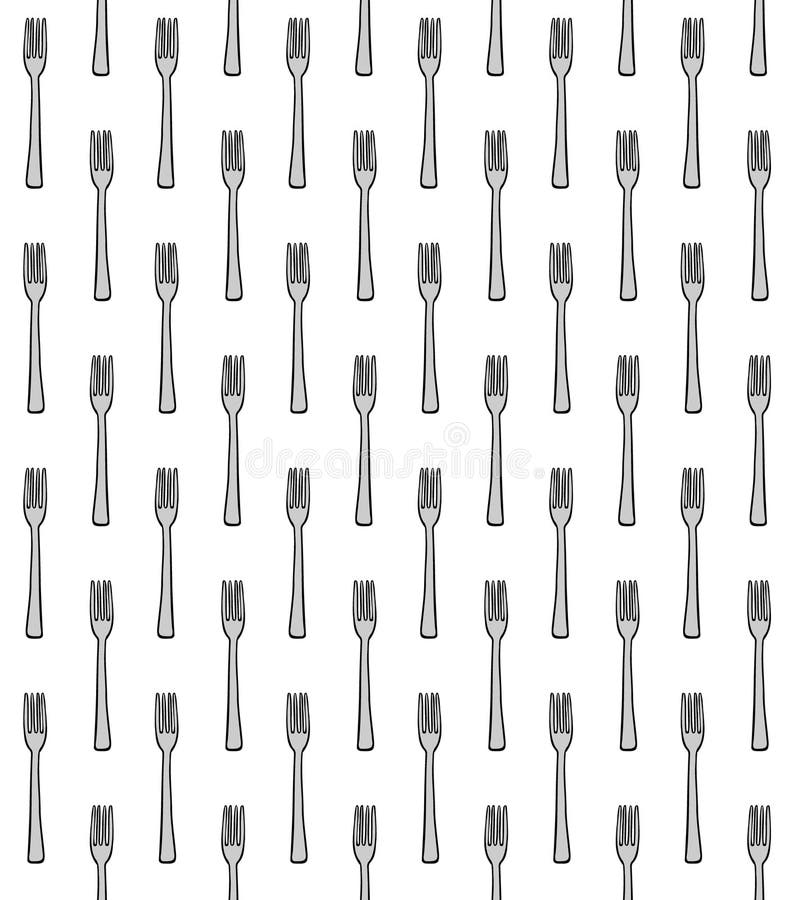 Vector Seamless Pattern of Hand Drawn Fork Stock Vector - Illustration ...