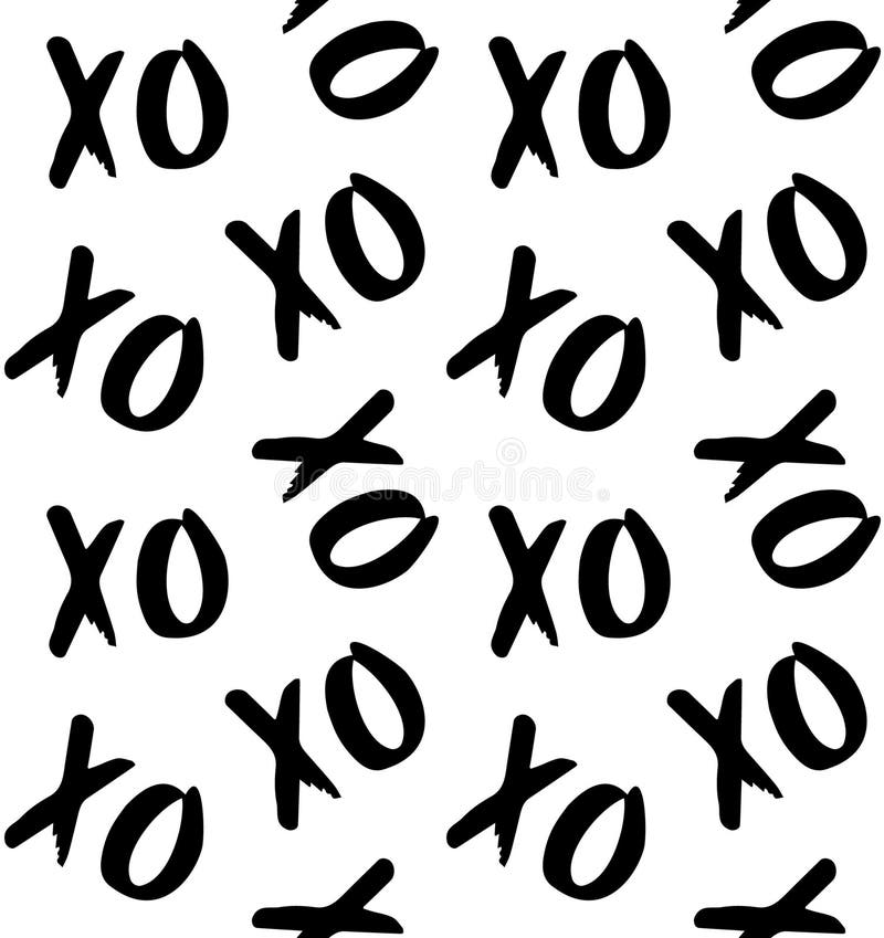 Vector Seamless Pattern of Hand Drawn Xoxo Stock Vector - Illustration ...