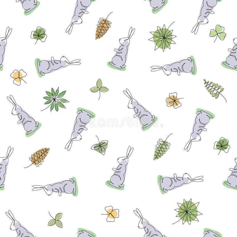 Vector Seamless Pattern, Hand Drawn with Doodles, Sketch of a Rabbit ...