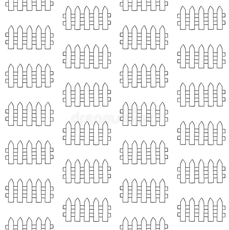 Vector Seamless Pattern of Hand Drawn Fence Stock Vector - Illustration ...