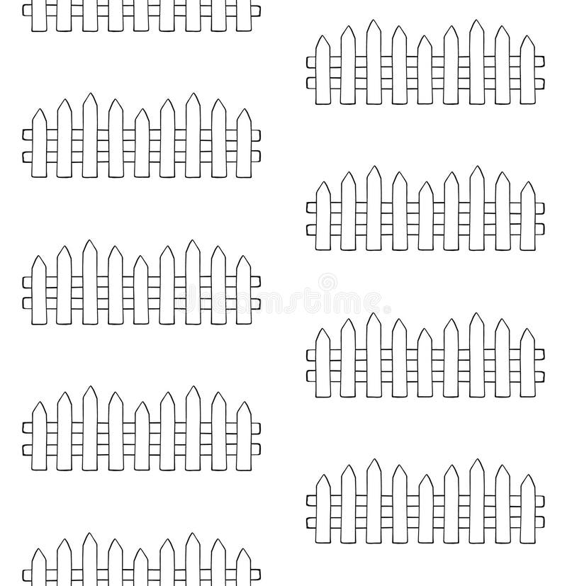Vector Seamless Pattern of Hand Drawn Fence Stock Illustration ...