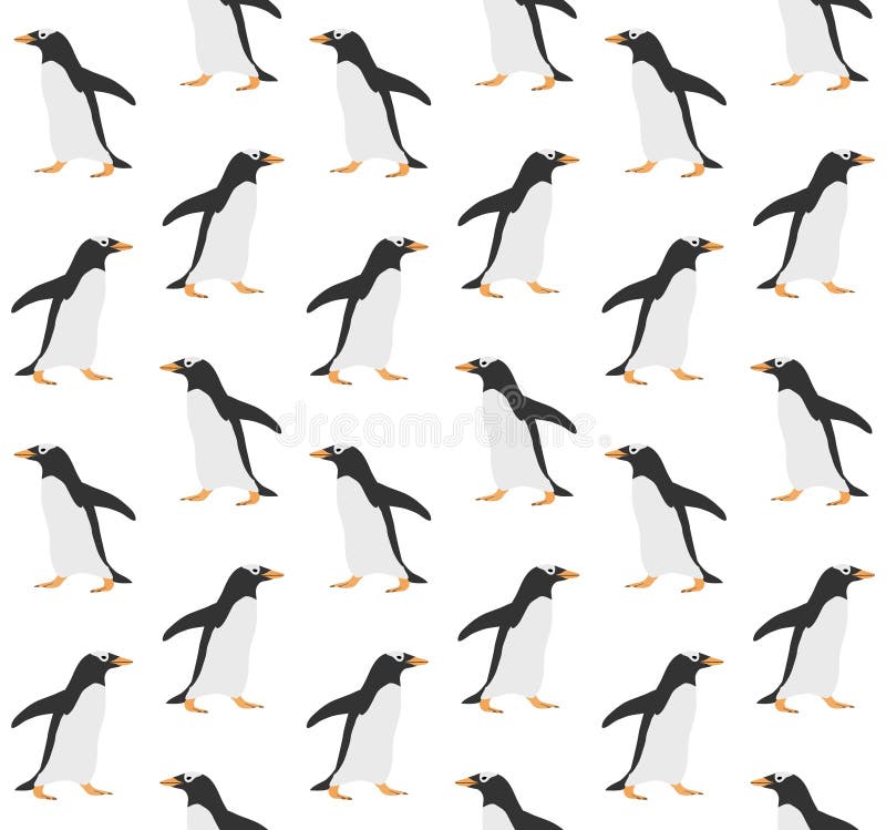 Vector Seamless Pattern of Hand Drawn Flat Penguin Stock Vector ...