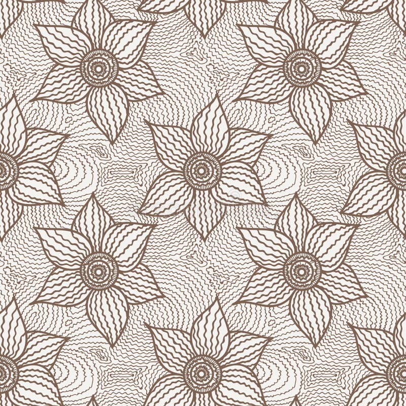 Vector Seamless Pattern of Hand-drawn Flowers Stock Vector ...