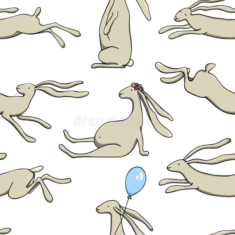 Hand drawn hares pattern stock vector. Illustration of drawing - 117492192