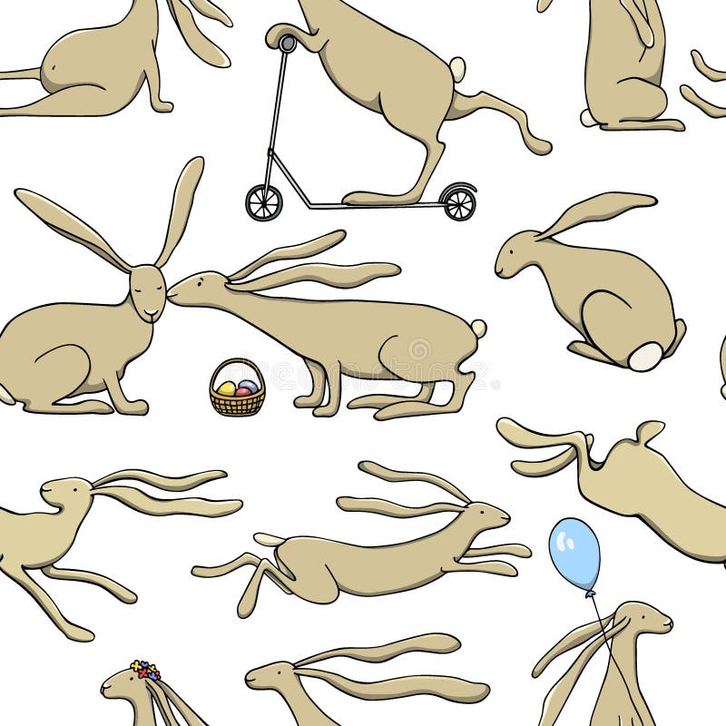 Hand drawn hares pattern stock vector. Illustration of card - 119088504