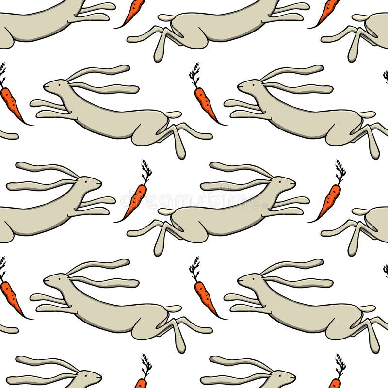 Hand drawn hares pattern stock vector. Illustration of nature - 167479605