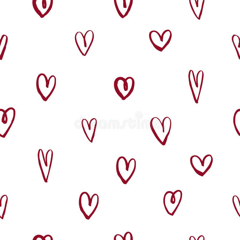Vector Seamless Pattern with Hand-drawn Hearts Stock Vector ...