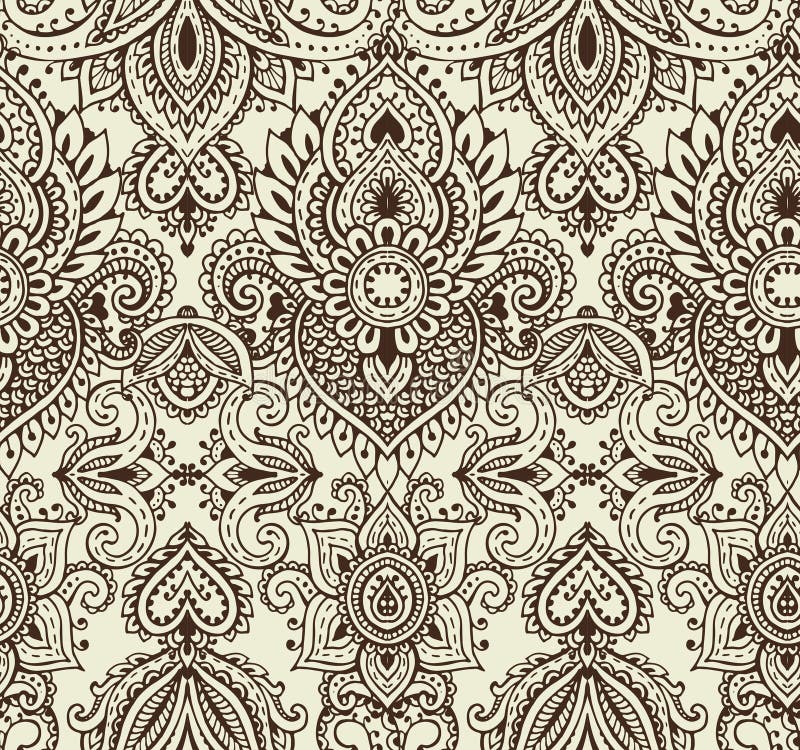 Seamless Henna Paisley Flowers Seamless Pattern Stock Vector ...