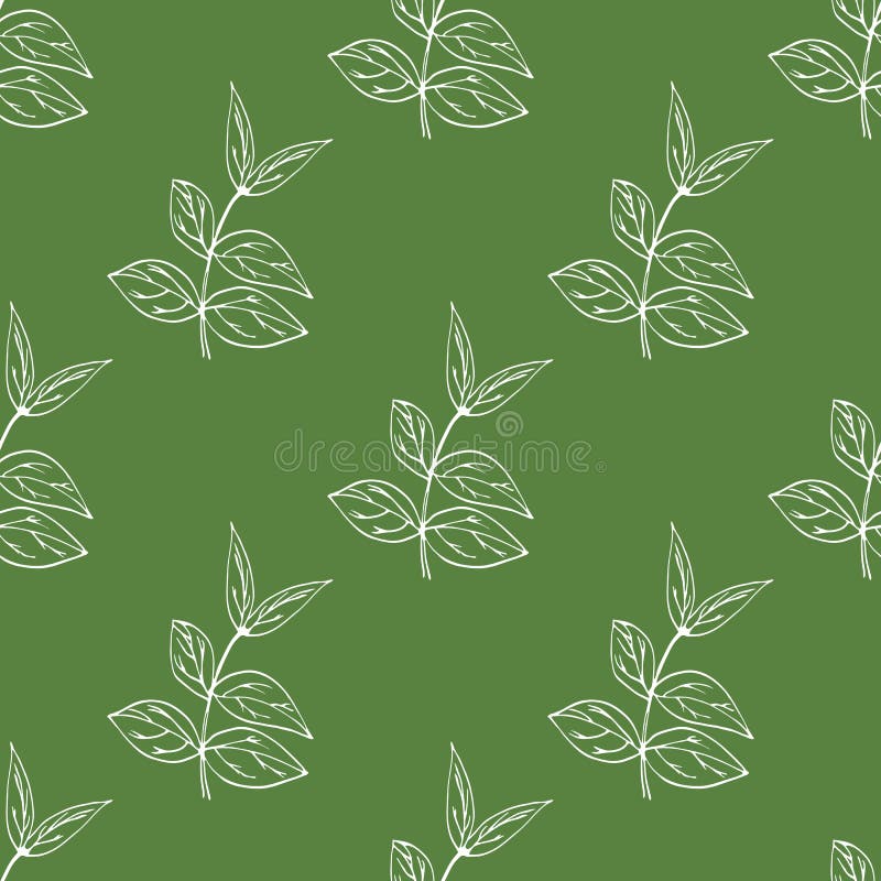 Vector Seamless Pattern with Hand Drawn Herbal Elements. Stock Vector ...