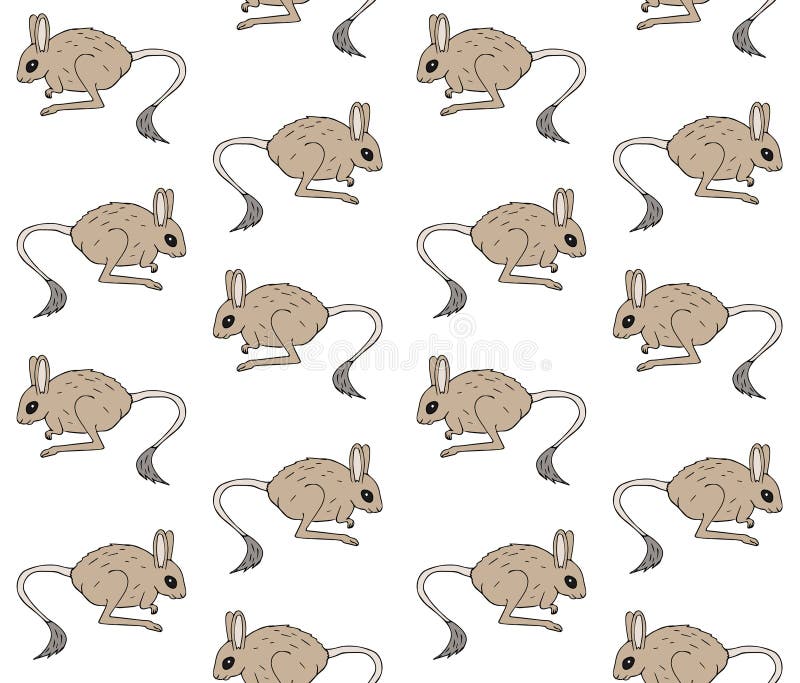Vector Seamless Pattern of Hand Drawn Jerboa Stock Vector ...