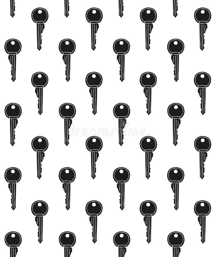 Vector Seamless Pattern of Hand Drawn Key Stock Vector - Illustration ...