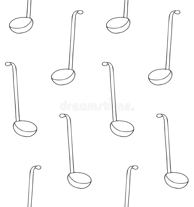 Vector Seamless Pattern of Hand Drawn Ladle Stock Illustration ...