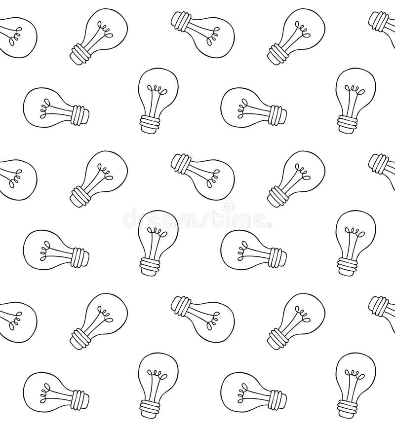 Vector Seamless Pattern of Hand Drawn Lamp Stock Illustration ...