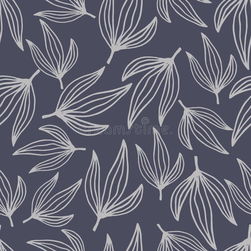 Vector Seamless Pattern with Hand Drawn Leaf. Contemporary Floral ...