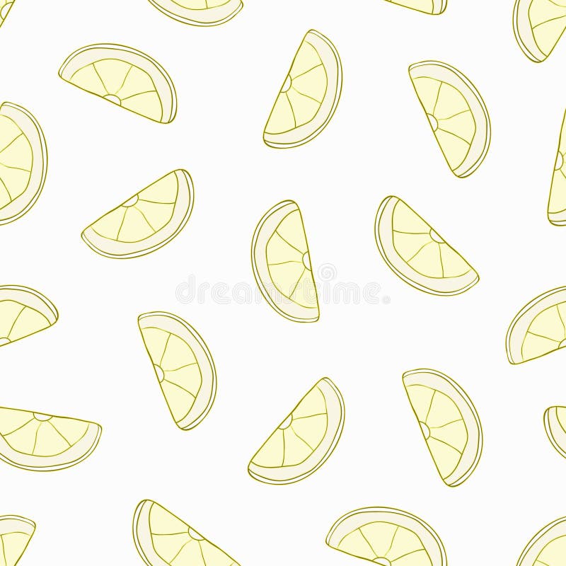 Vector Seamless Pattern with Hand Drawn Lemon Slices. Stock Vector ...