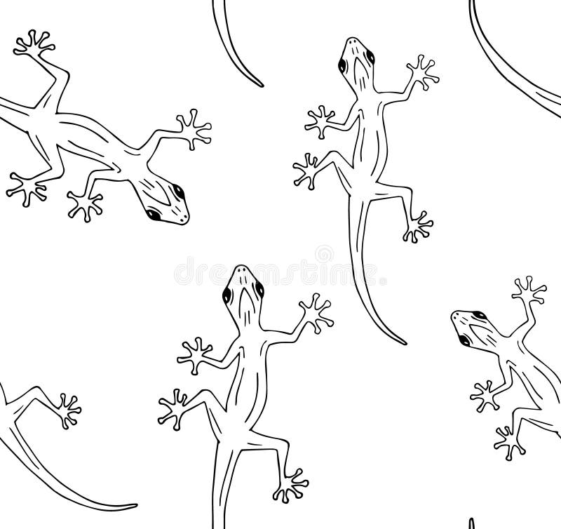 Vector Seamless Pattern of Hand Drawn Lizard Stock Vector ...