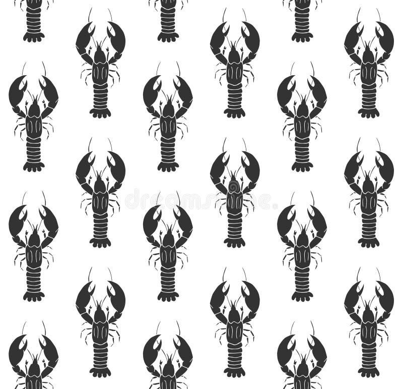 Vector Seamless Pattern of Hand Drawn Lobster Stock Vector ...
