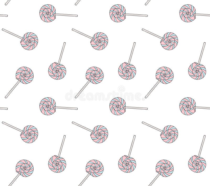 Vector Seamless Pattern of Hand Drawn Lollipop Stock Vector ...