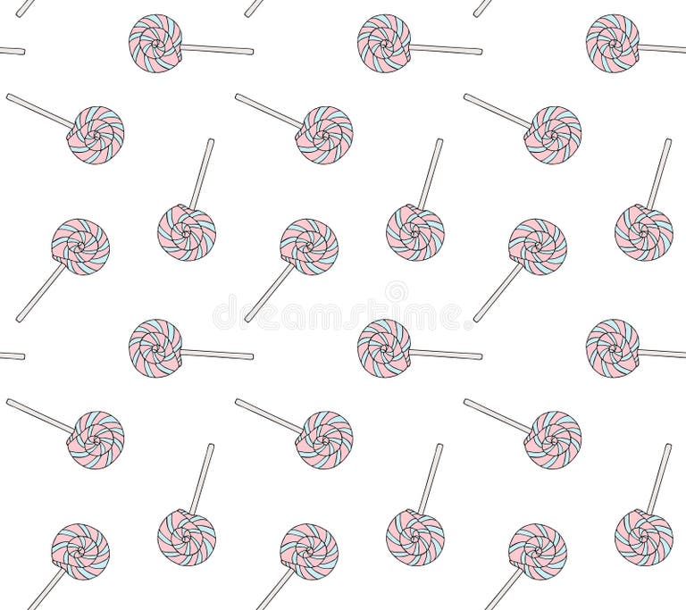 Vector Seamless Pattern of Hand Drawn Lollipop Stock Vector - Illustration of candy, design ...