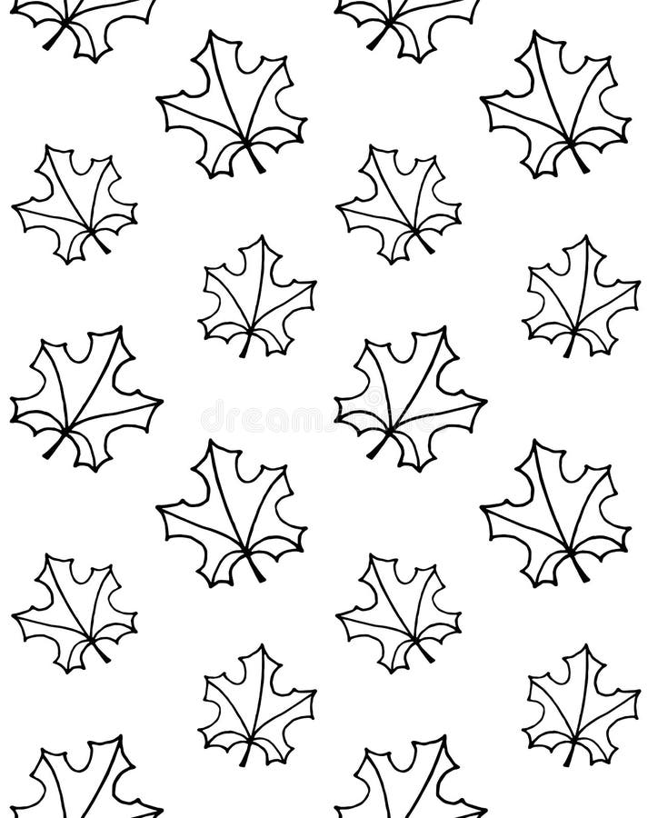Vector Seamless Pattern of Hand Drawn Maple Leaf Stock Vector ...