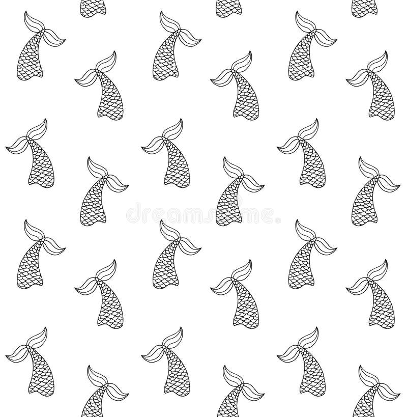 Sketch of a Mermaid Back View Stock Vector - Illustration of hand ...