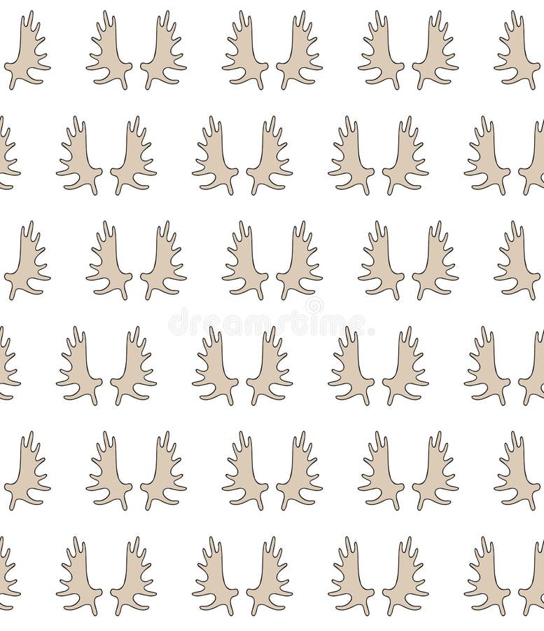Vector Seamless Pattern of Hand Drawn Moose Horns Stock Illustration - Illustration of nature ...