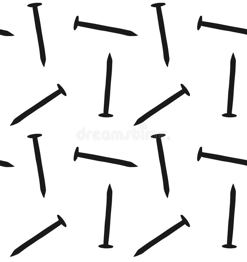 Vector Seamless Pattern of Hand Drawn Nail Pin Stock Vector ...