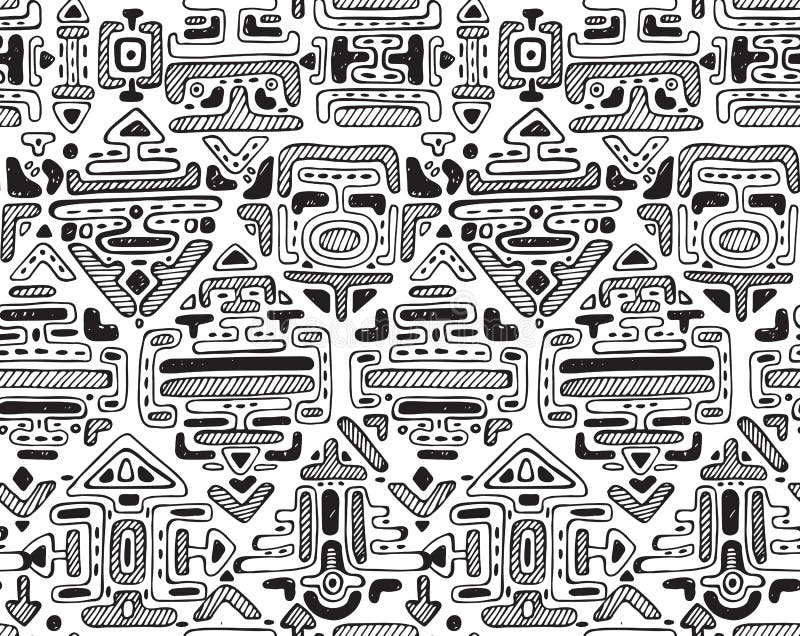 Vector Seamless Pattern with Hand Drawn Ornament Maya Stock Vector ...