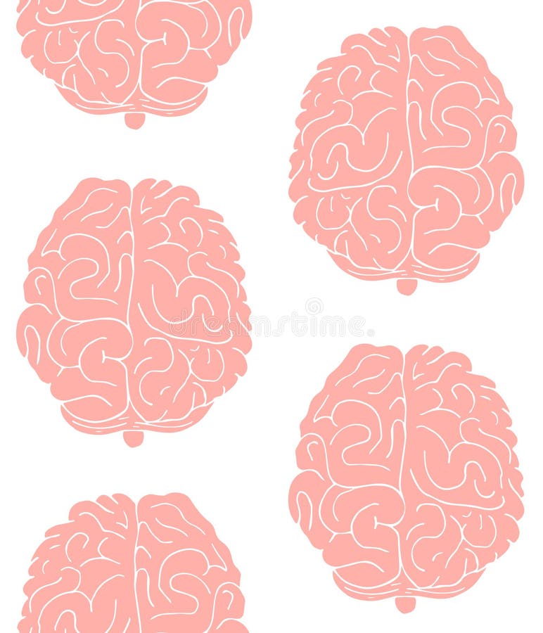 Vector Seamless Pattern of Hand Drawn Pink Brain Stock Vector ...