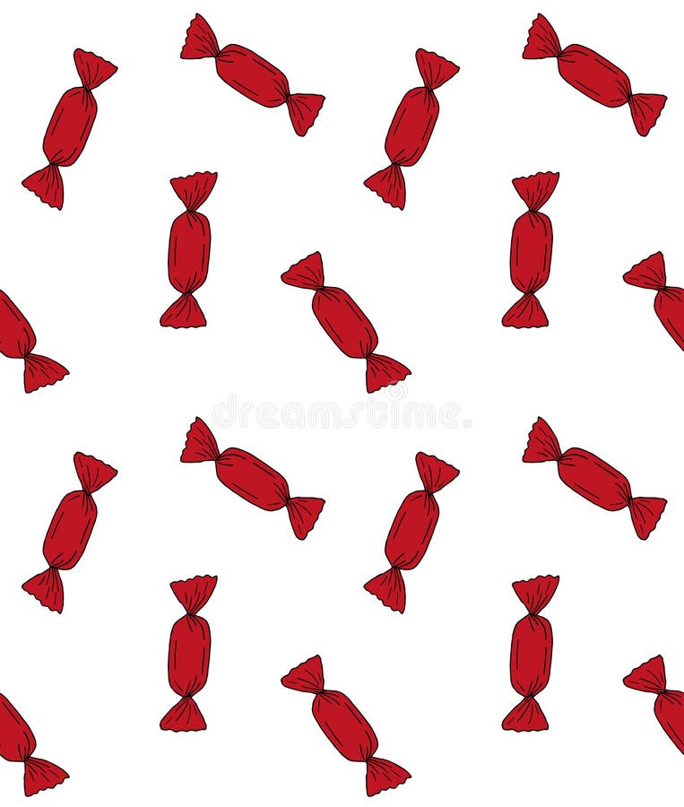 Vector Seamless Pattern of Hand Drawn Red Candy Stock Illustration ...