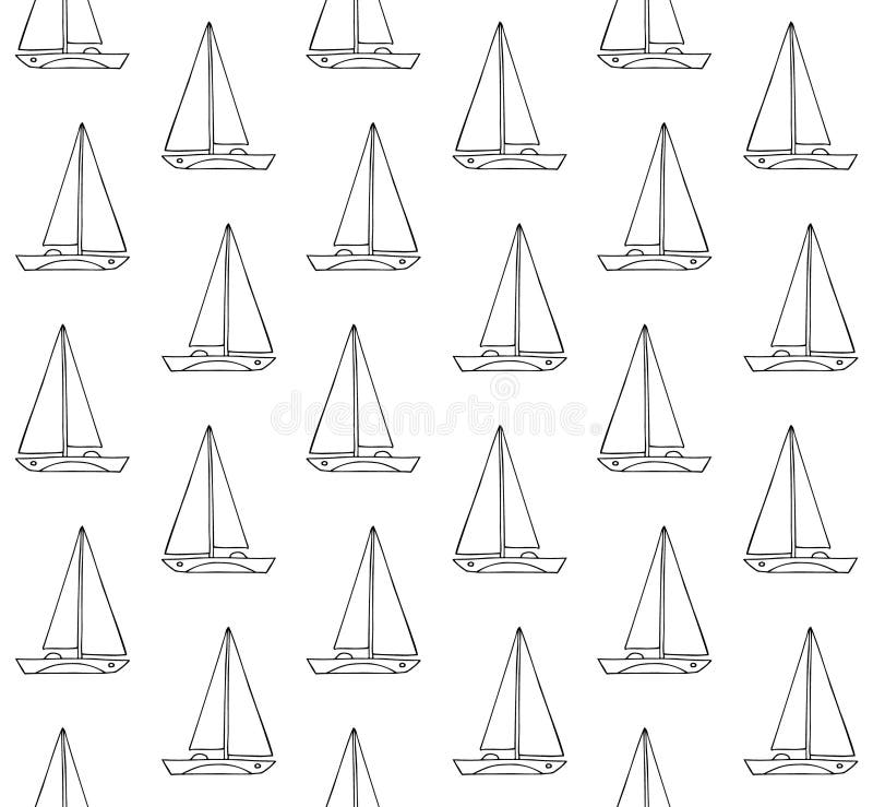 Vector Seamless Pattern of Hand Drawn Sail Boat Stock Vector ...