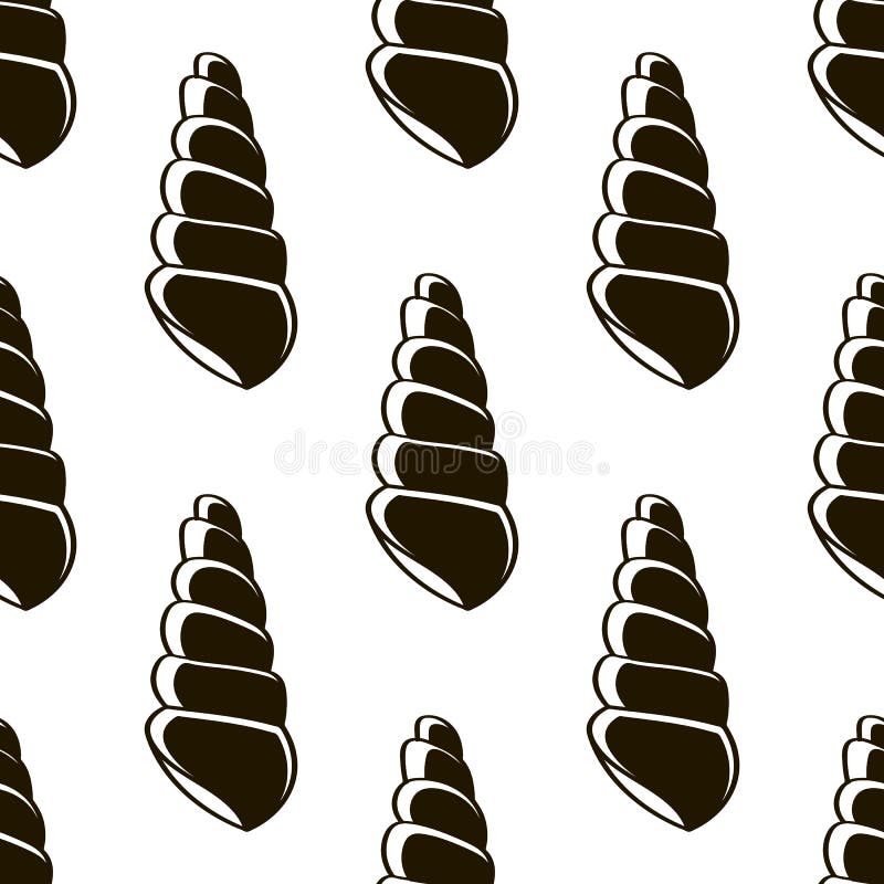Vector Seamless Pattern with Hand Drawn Scallop Shells. Stock Vector ...