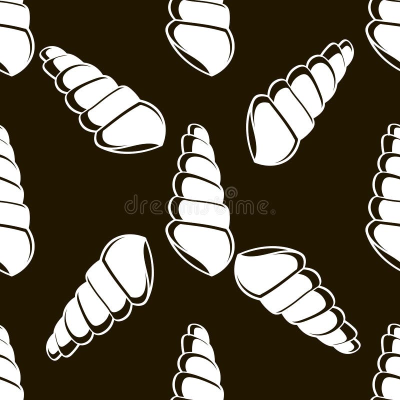 Vector Seamless Pattern with Hand Drawn Scallop Shells. Stock Vector ...