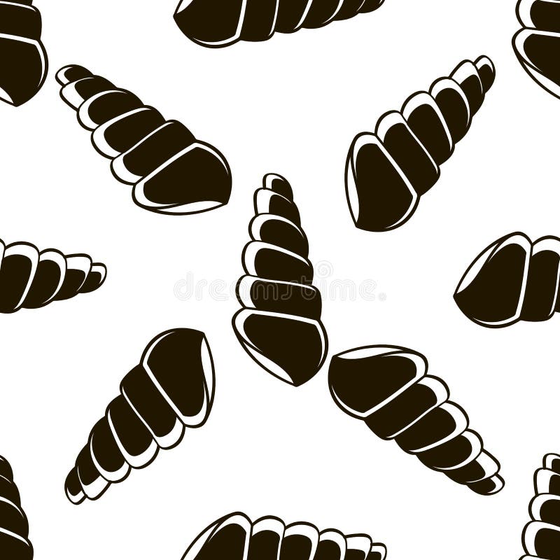 Vector Seamless Pattern with Hand Drawn Scallop Shells. Stock Vector ...
