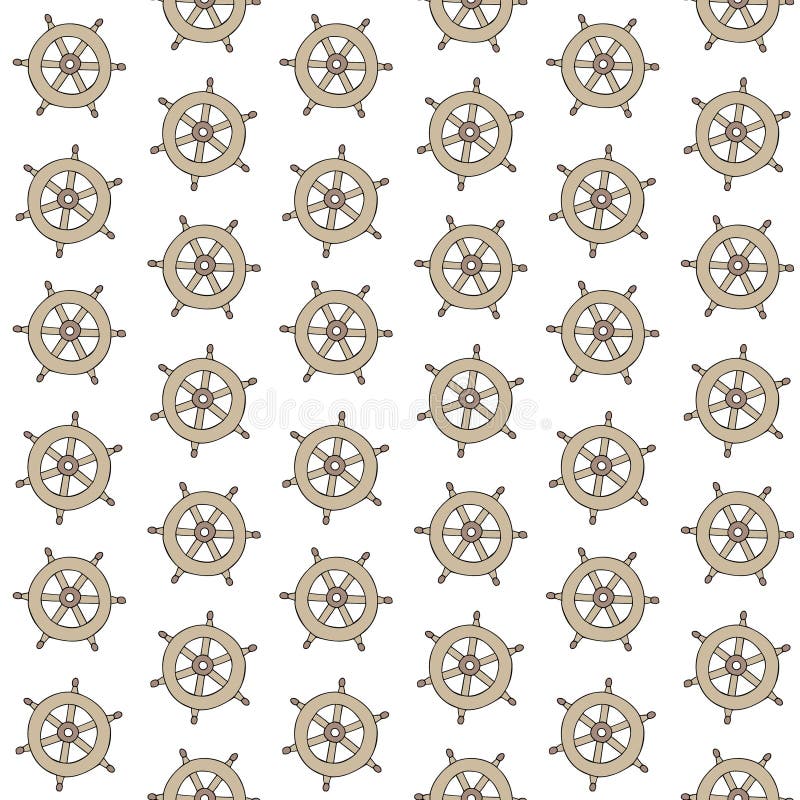 Vector Seamless Pattern of Hand Drawn Ship Rudder Stock Vector - Illustration of beach, maritime ...