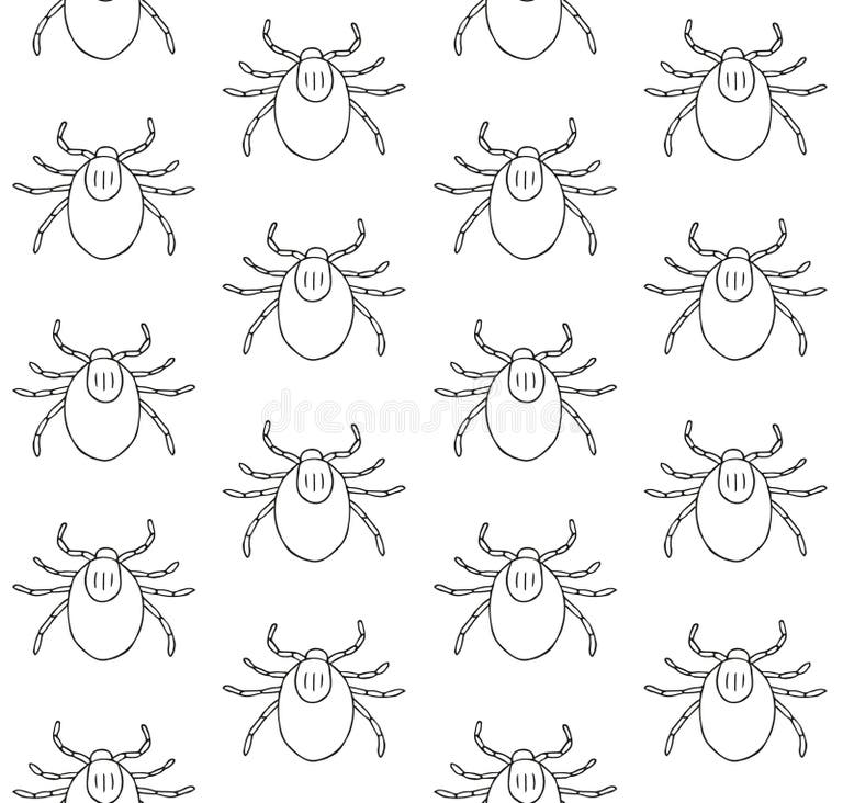 Vector Seamless Pattern of Hand Drawn Mite Stock Illustration ...