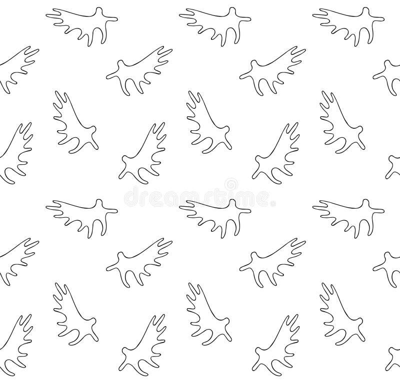 Vector Seamless Pattern of Hand Drawn Moose Horns Stock Illustration ...