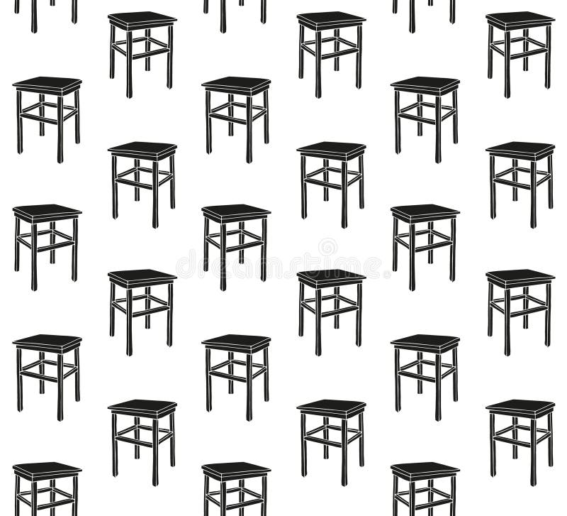 Vector Seamless Pattern of Hand Drawn Stool Stock Illustration ...