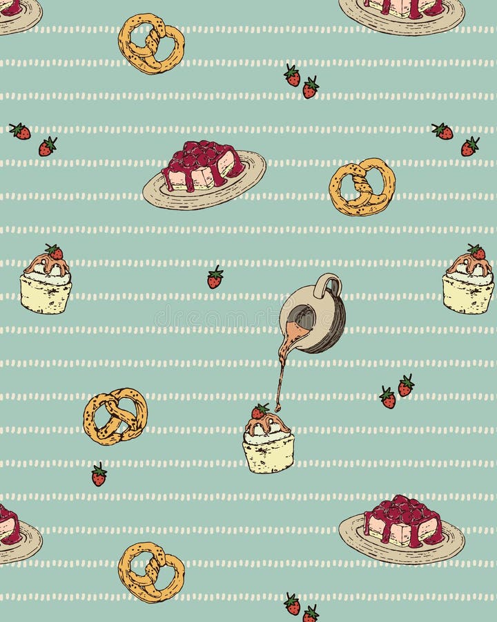 Vector Seamless Pattern with Hand Drawn Vintage Bakery .. Stock Vector ...