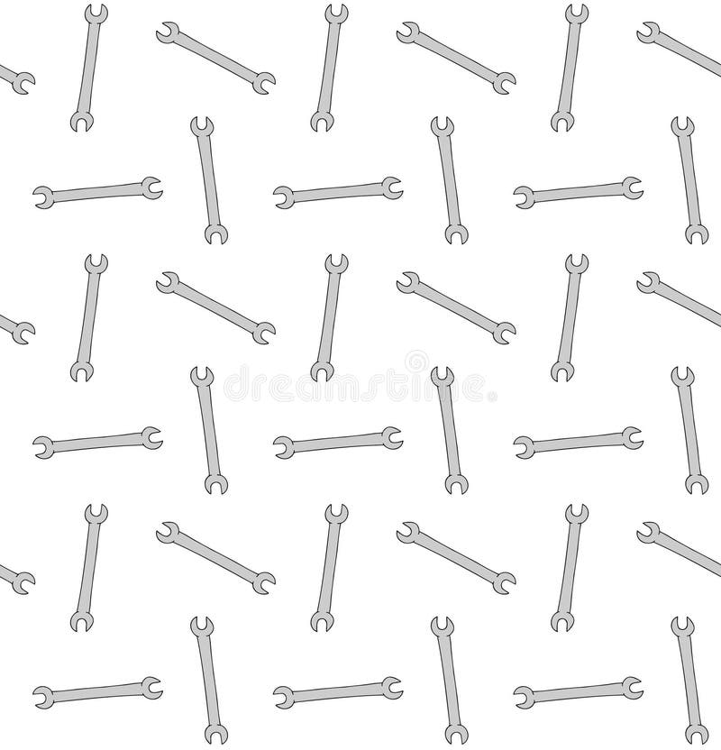Vector Seamless Pattern of Hand Drawn Wrench Stock Vector ...