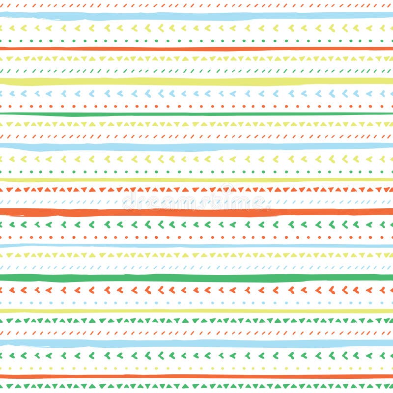 Vector Seamless Pattern with Handdrawn Stripes and Triangles . Hand ...