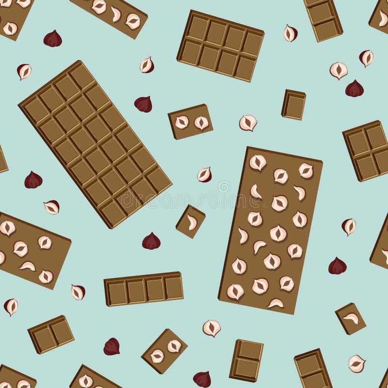 Vector Seamless Pattern Handmade Milk Chocolate Bar with Hazelnuts and ...