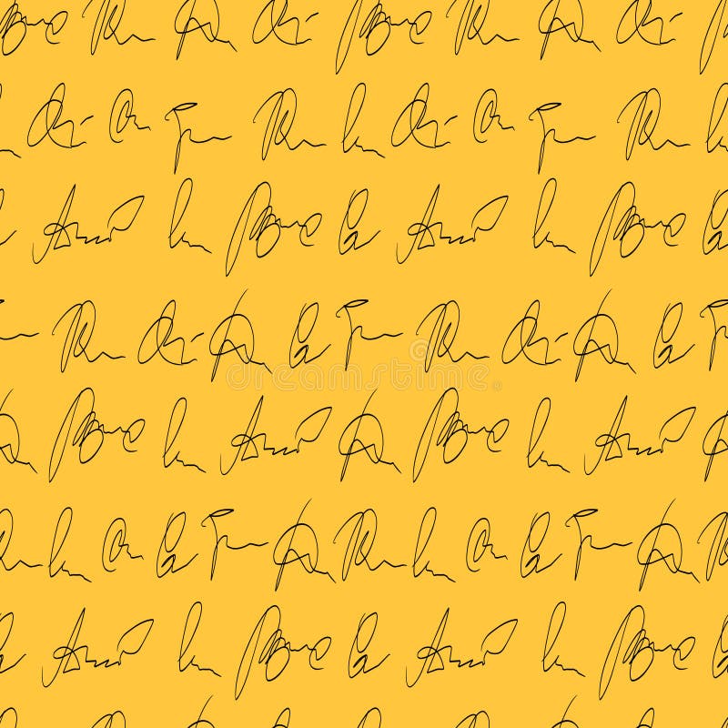 Vector Seamless Pattern Handwritten Personal Signatures. Hand Writing ...