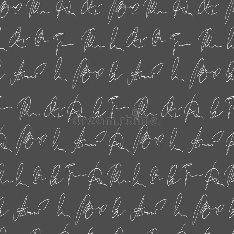 Vector Seamless Pattern Handwritten Personal Signatures. Hand Writing ...