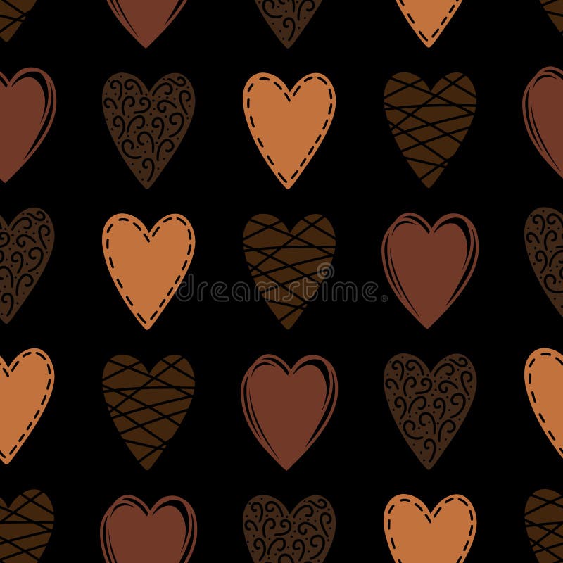 Vector Seamless Pattern with Hearts of Different Colors of Chocolate on ...