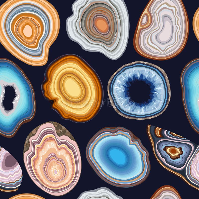 Vector Seamless Pattern with Geode and Agate Cuts Stock Vector ...