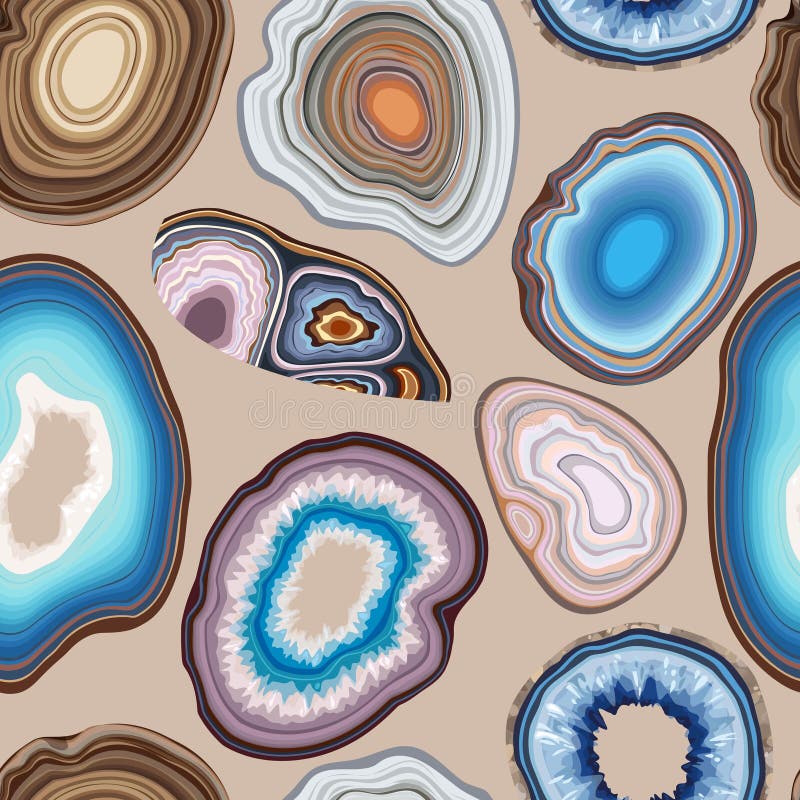 Vector Seamless Pattern with Geode and Agate Cuts Stock Vector ...