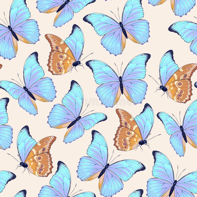 Vector Pattern with High Detailed Tropic Butterfly Stock Vector ...