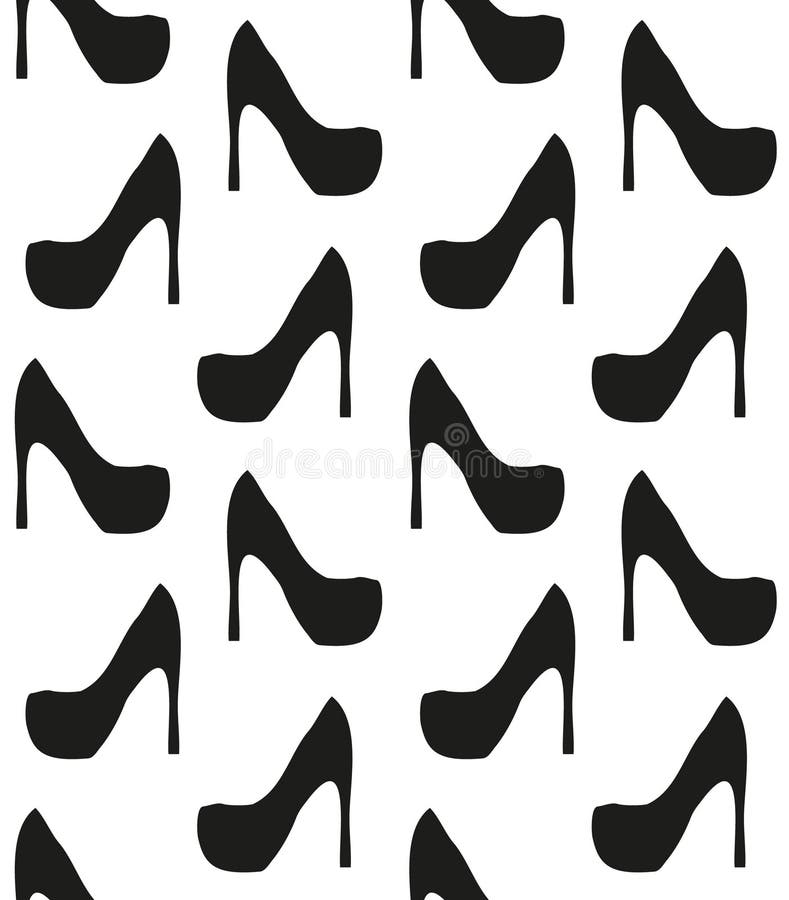Vector Seamless Pattern of High Heel Shoe Stock Image - Image of high ...