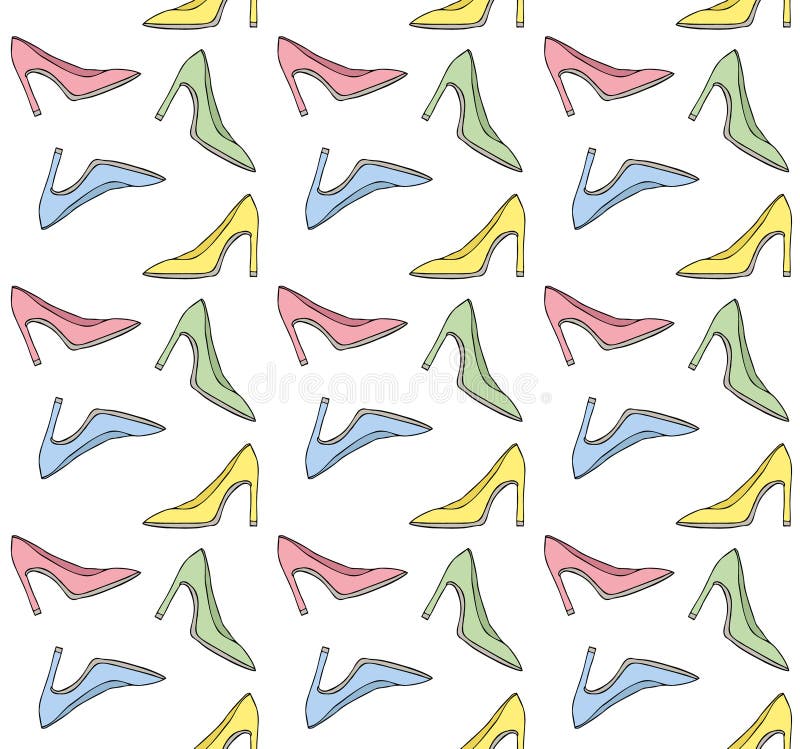 Vector Seamless Pattern of High Heel Shoes Stock Vector - Illustration ...